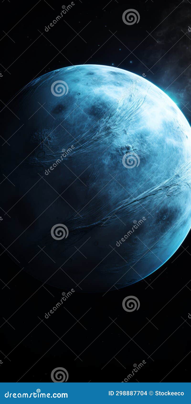 Artistic View of a Large Planet in Dark Navy and Light Cyan Stock Photo ...
