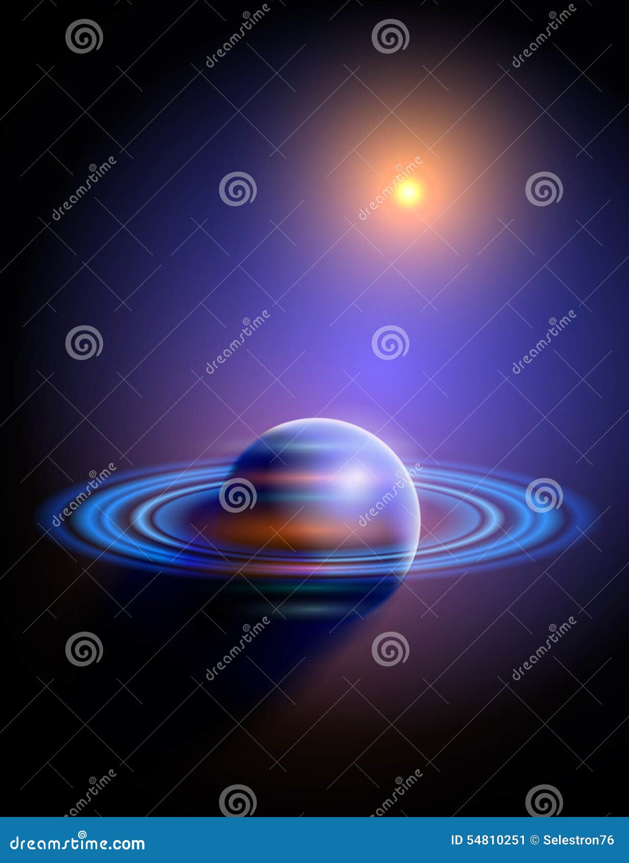 Blue Planet & Yellow Star Stock Vector - Illustration of nature, cosmos ...