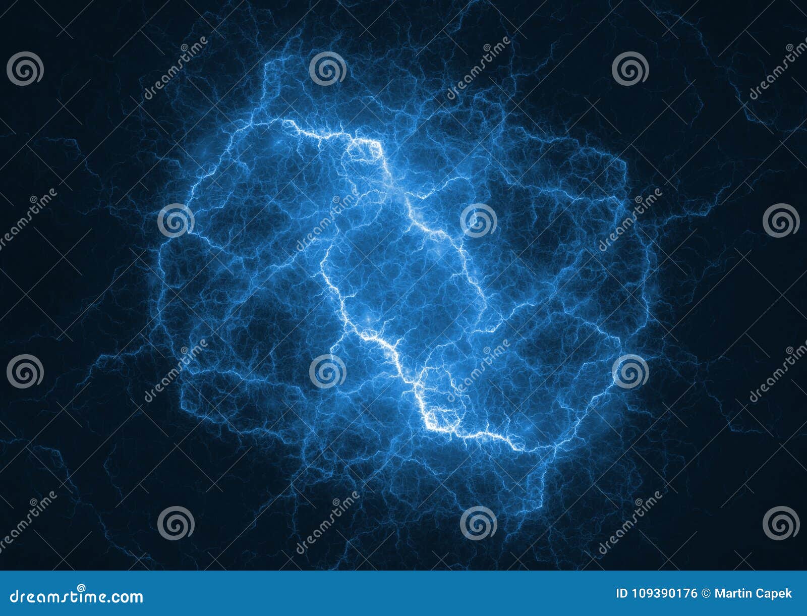 Blue plasma lightning bolt stock illustration. Illustration of dark ...
