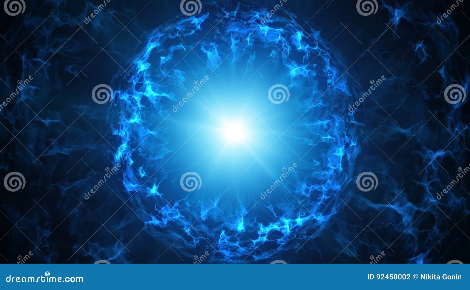 Blue Plasma Sphere Futuristic Abstract 3D Render Stock Illustration ...