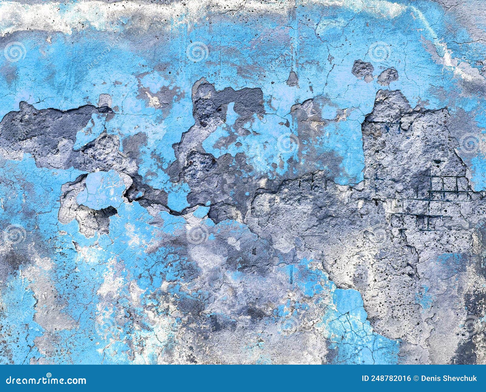 Blue Plaster Defect on the Wall Stock Photo - Image of cladding, work ...
