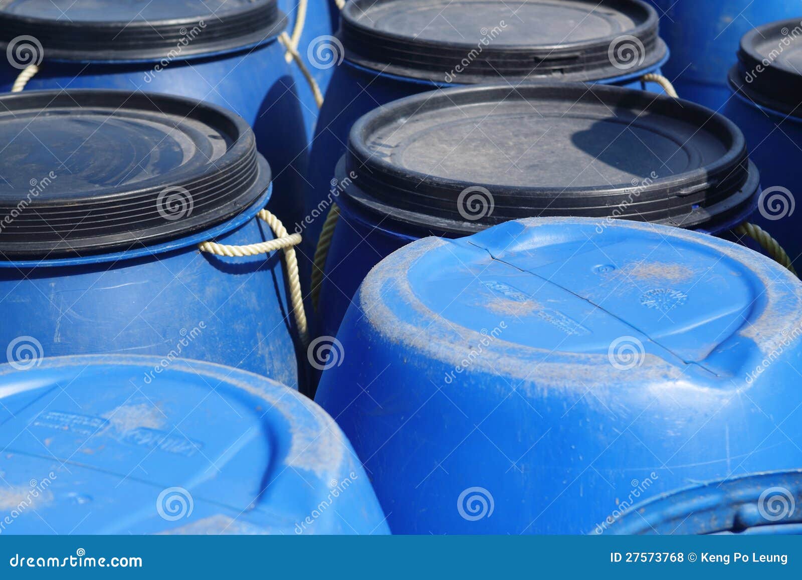 Blue Plastic 200 Litre Barrel Stock Photo - Image of outside, color ...