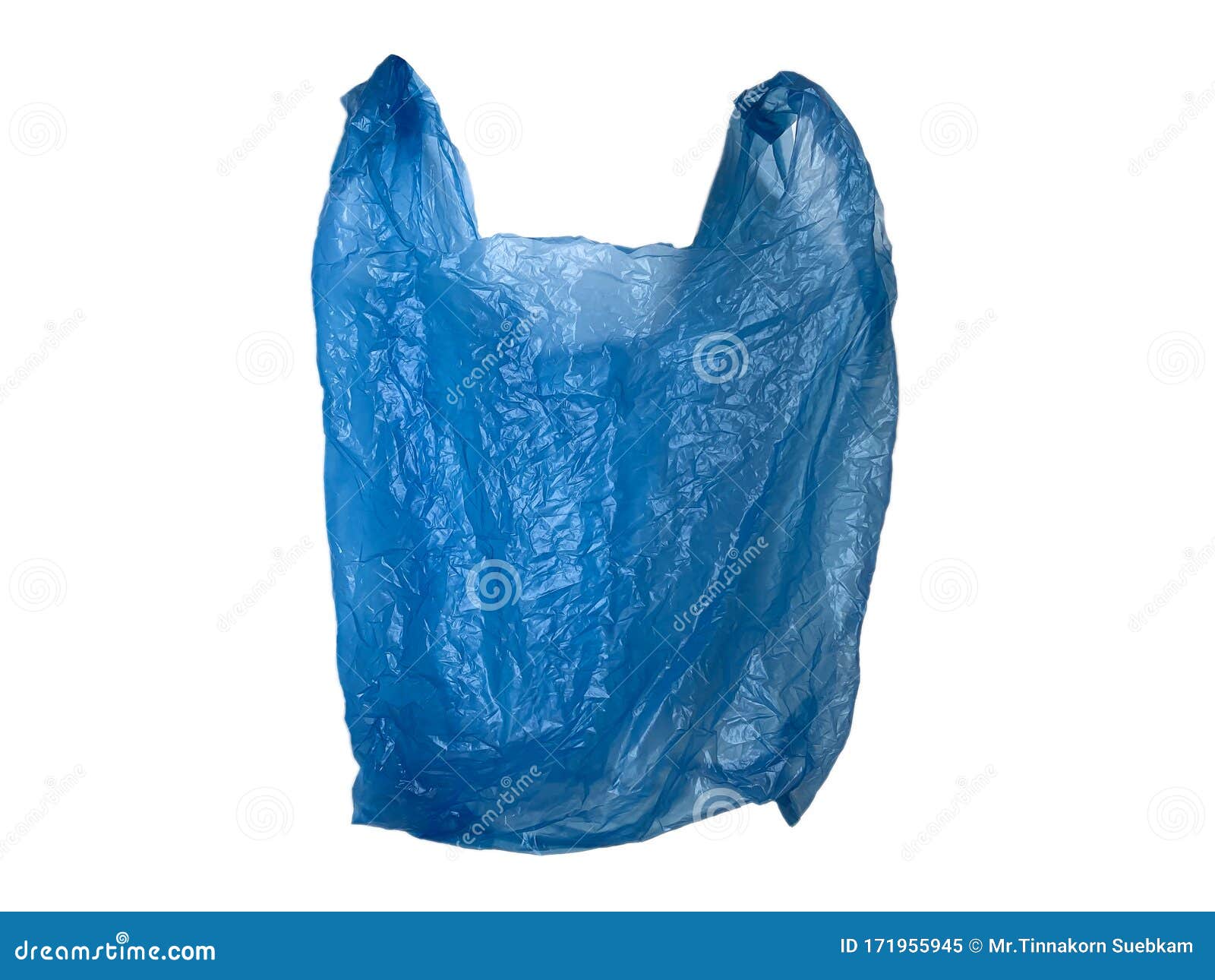 The Blue Plastic Bag Empty, Object is Isolated on White Background with ...