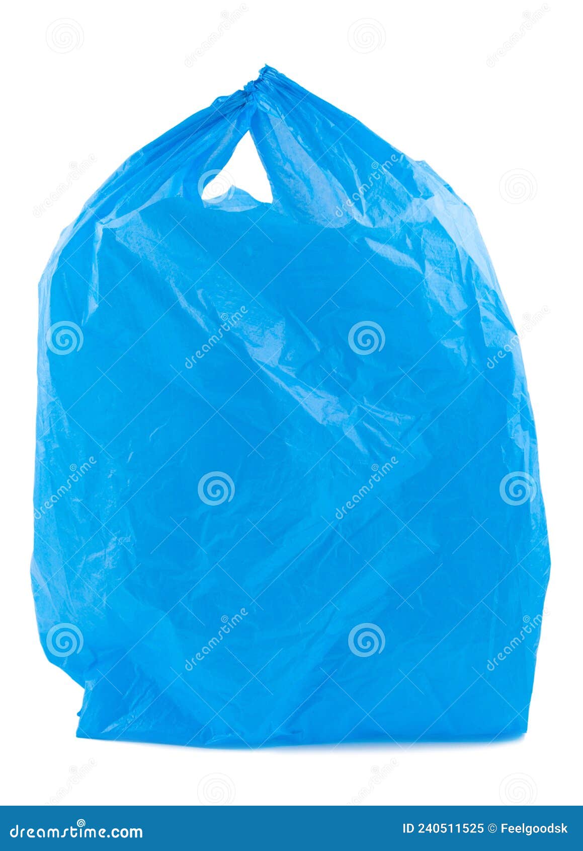 Blue Plastic Bag, Empty Purchases on a White Background. Object is ...