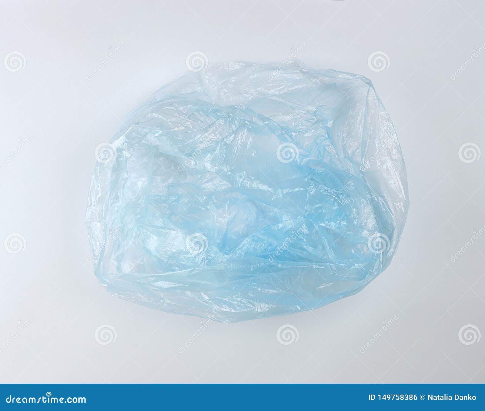 Blue Plastic Bag for Garbage on a White Background Stock Photo - Image ...