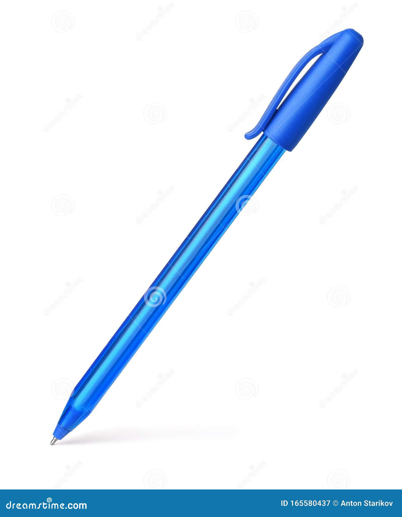 Blue plastic ballpoint pen stock image. Image of background - 165580437
