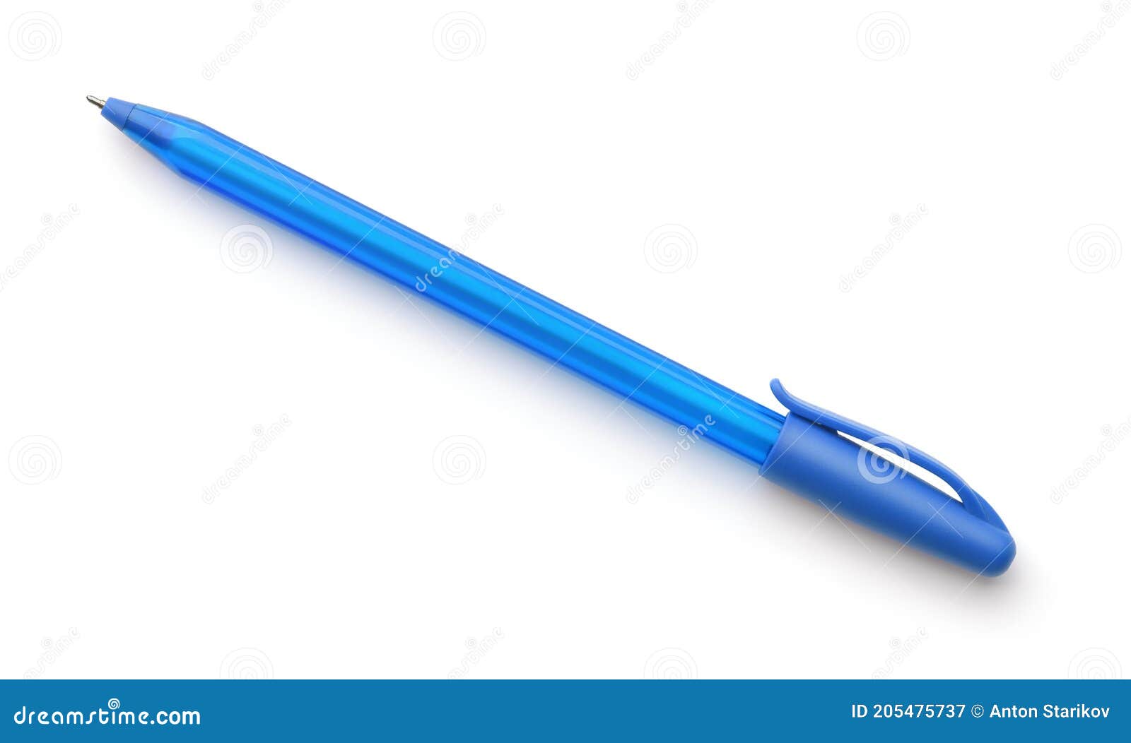 Blue plastic ballpoint pen stock image. Image of office - 205475737