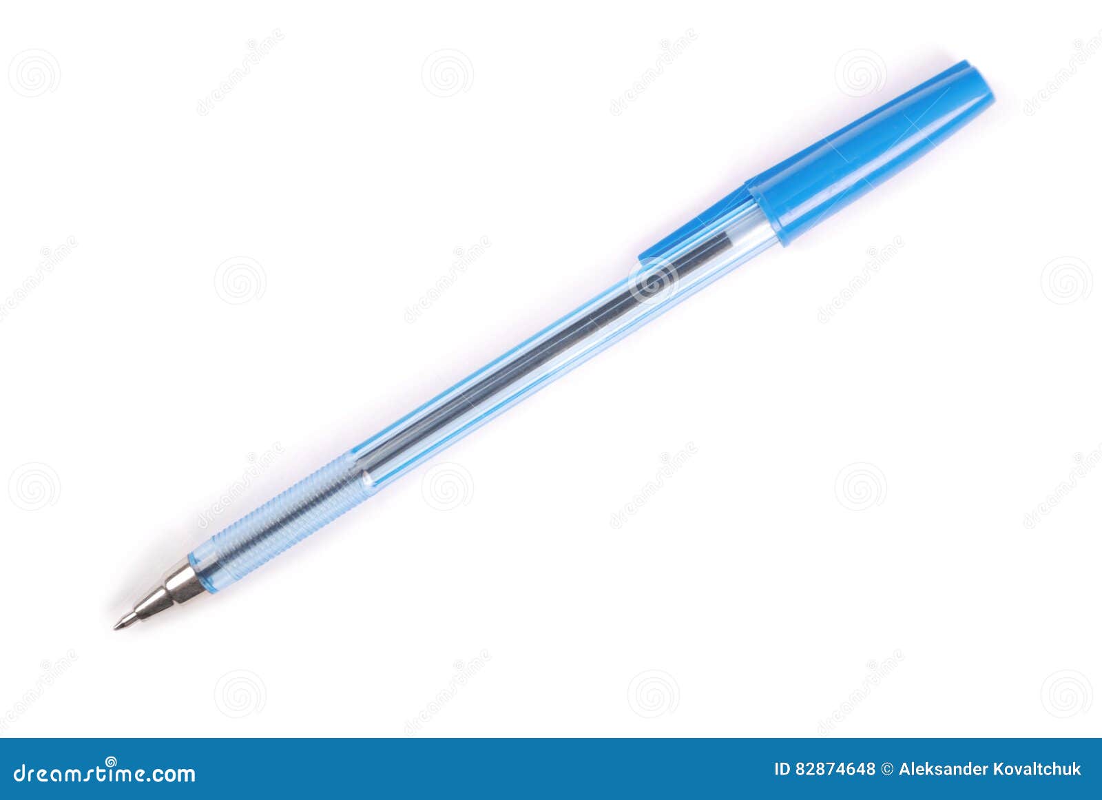 Blue plastic ballpoint pen stock photo. Image of bright - 82874648