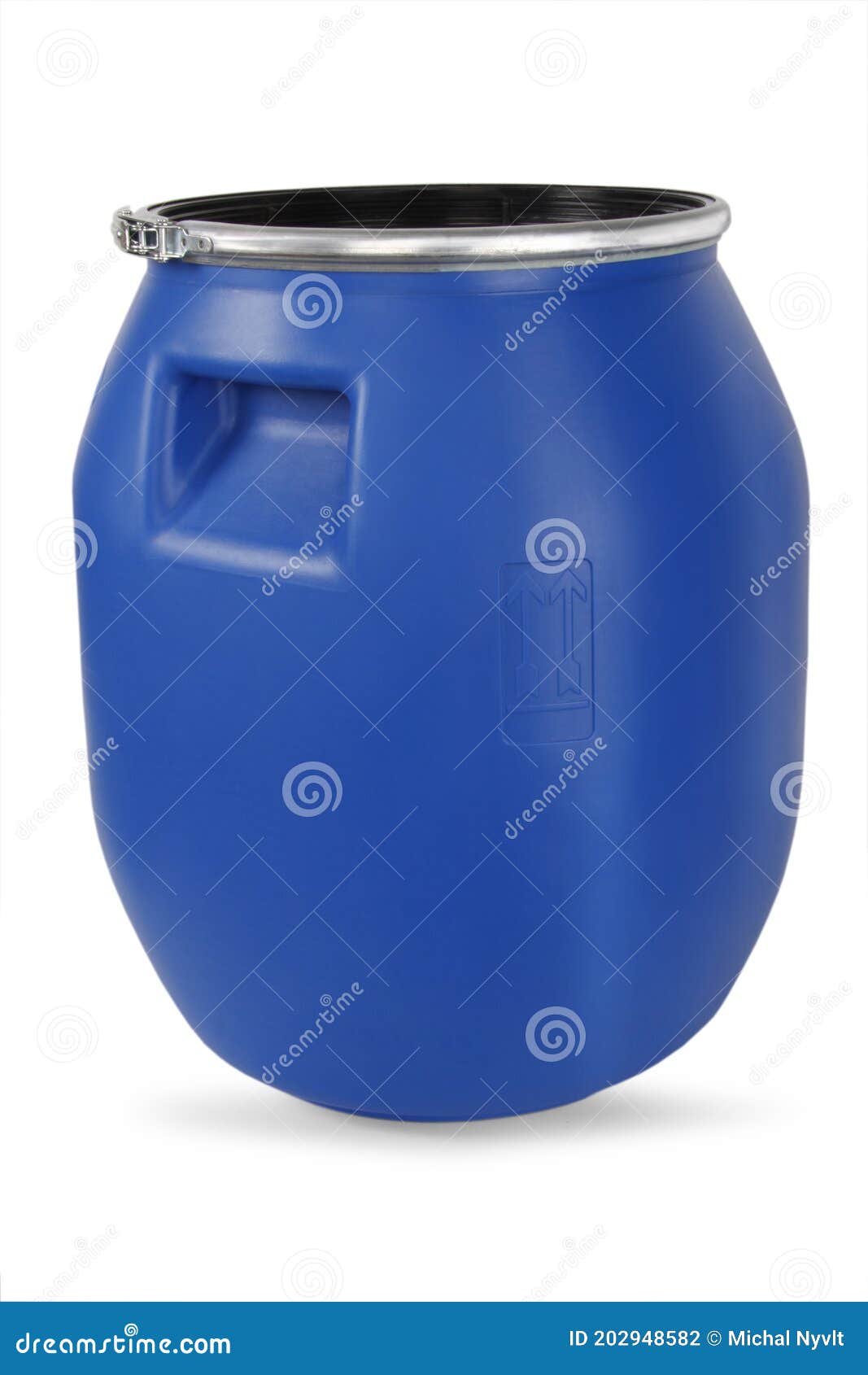 Blue Plastic Barrel on White Background Stock Photo - Image of ...
