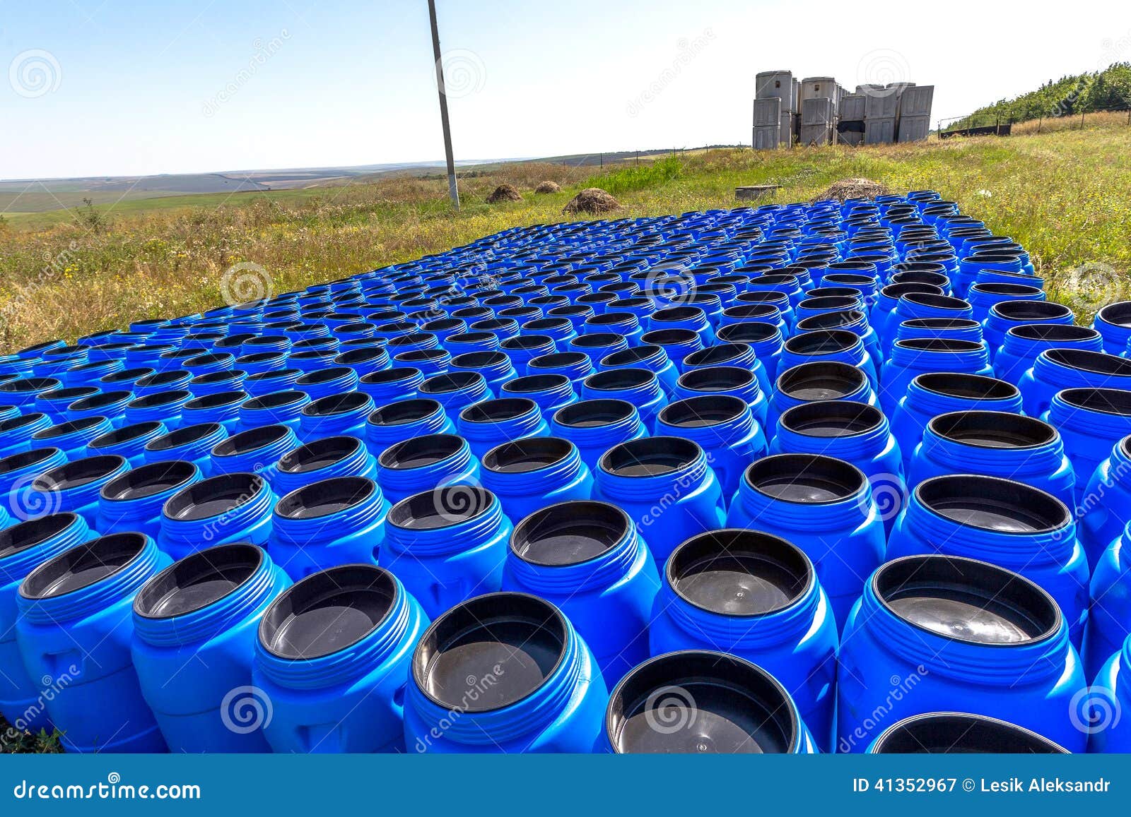 The Blue Plastic Barrels for Storage of Chemicals Stock Image - Image ...