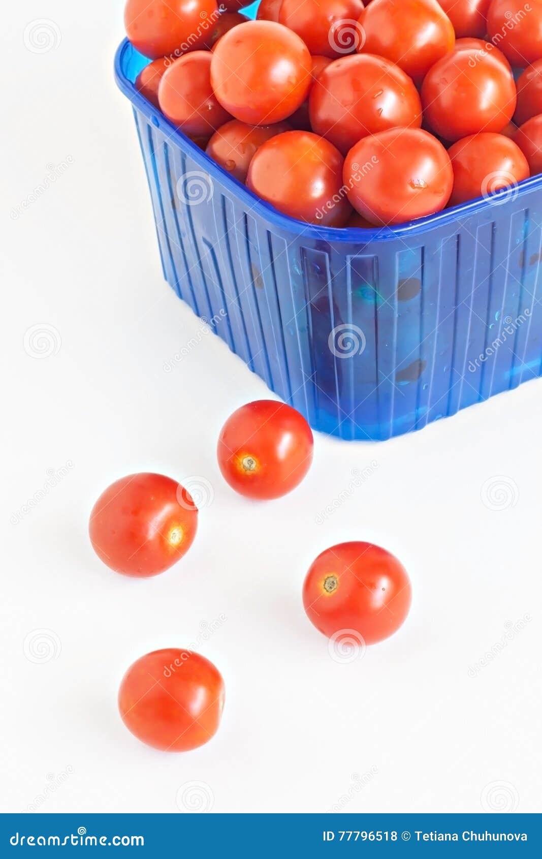 Blue Plastic Box Full of Tomatoes Isolated Stock Photo - Image of food ...