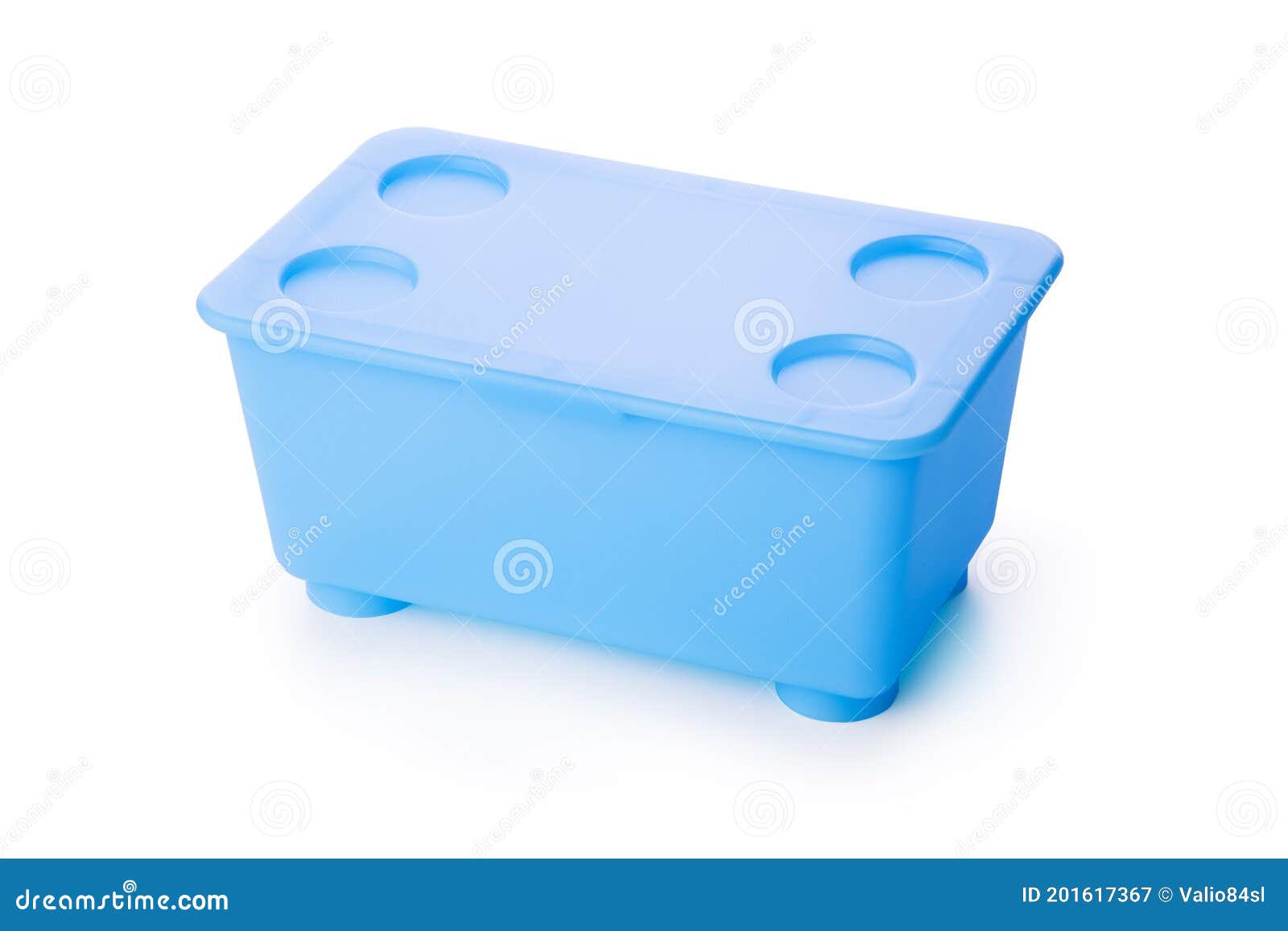Blue Plastic Box for Pencils or Pens Isolated on White Background Stock ...