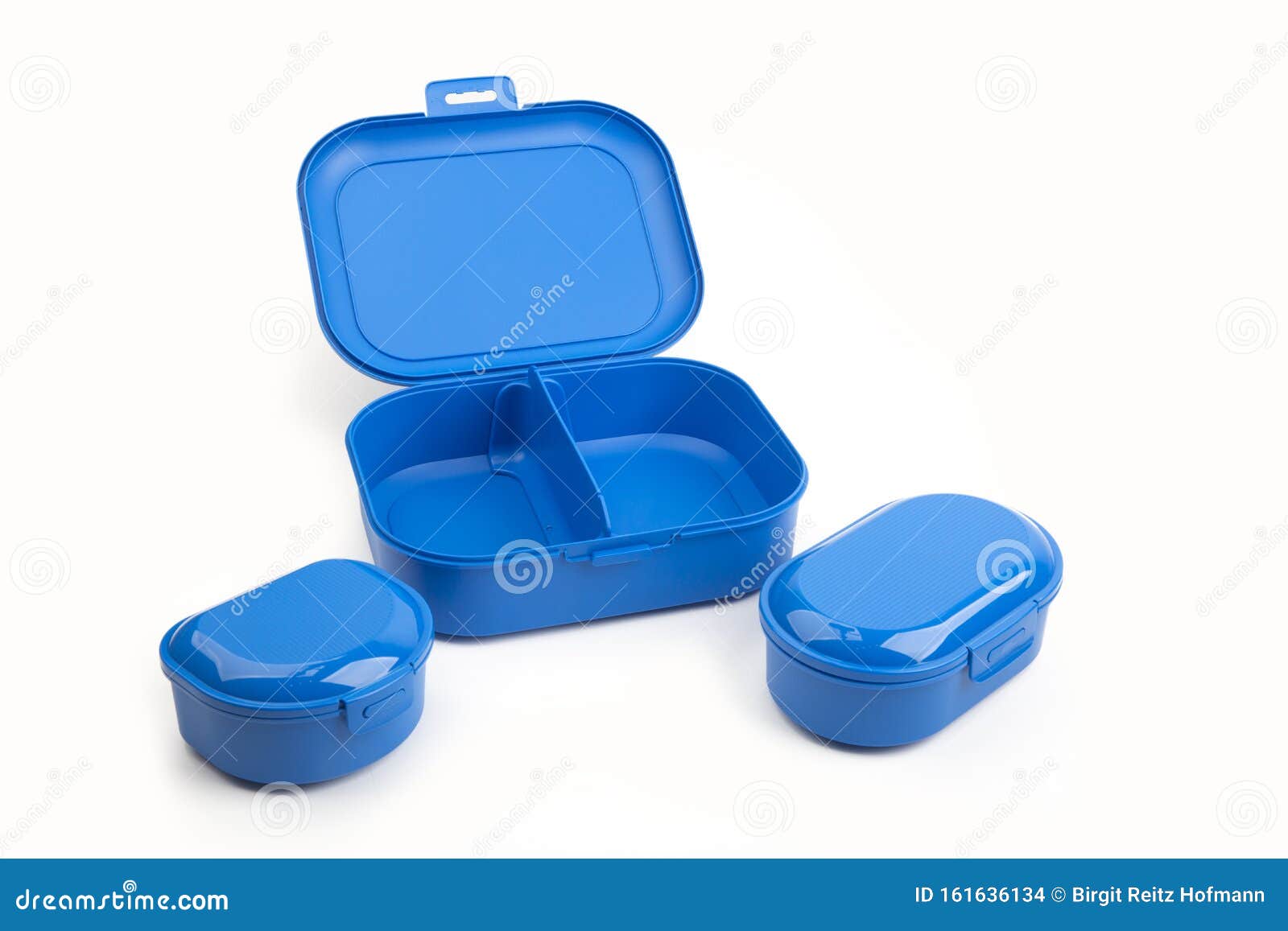Blue Plastic Boxes stock photo. Image of empty, food - 161636134