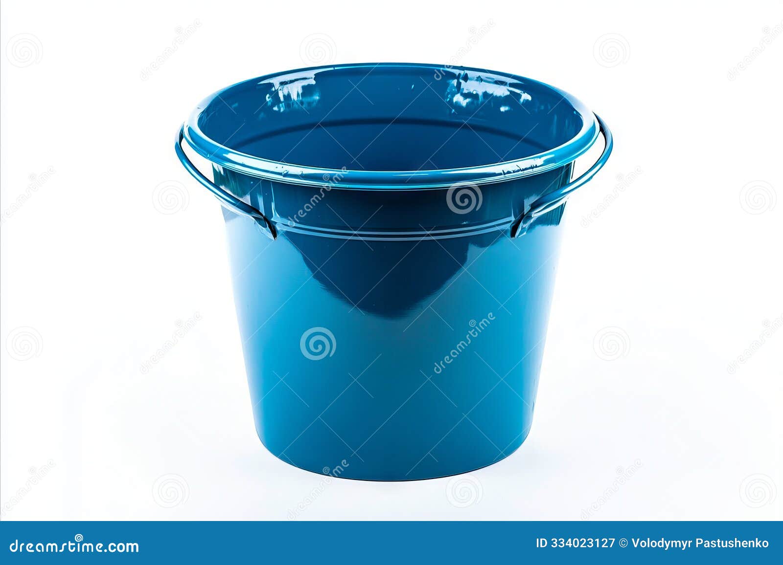 A Blue Plastic Bucket on a White Background Stock Image - Image of side ...