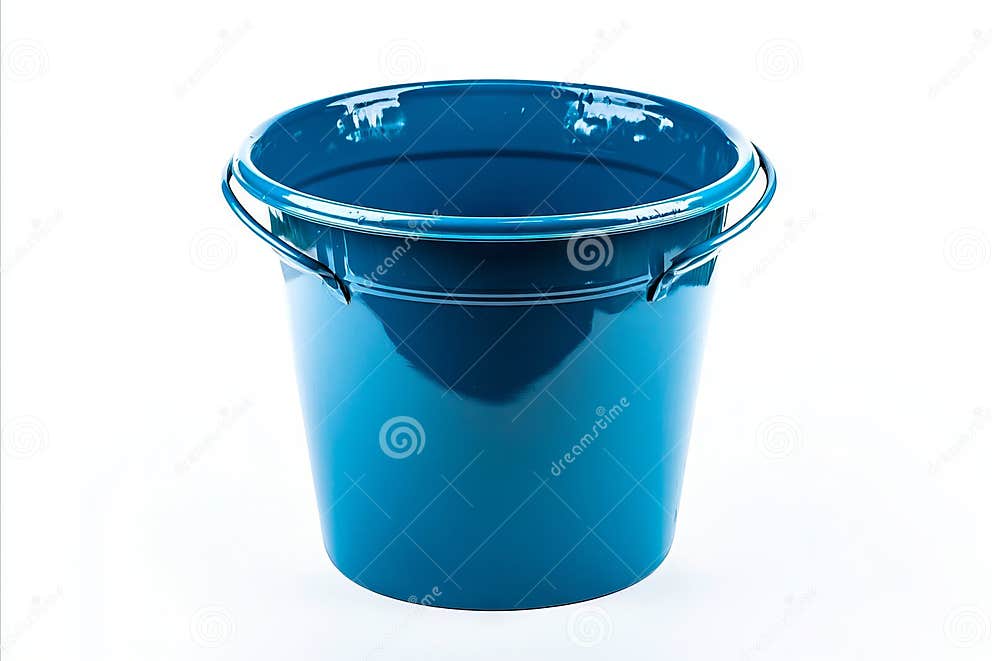 A Blue Plastic Bucket on a White Background Stock Image - Image of side ...