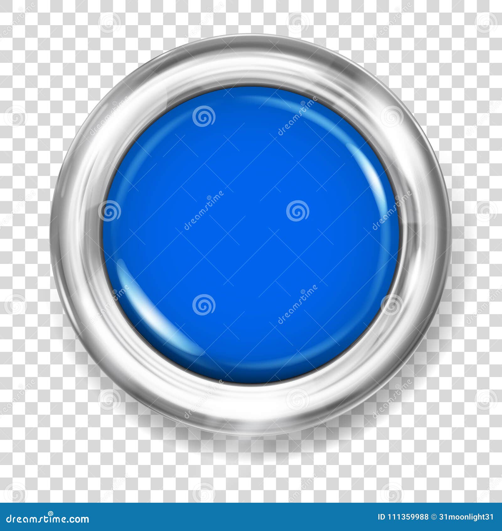 Blue plastic button stock vector. Illustration of glare - 111359988