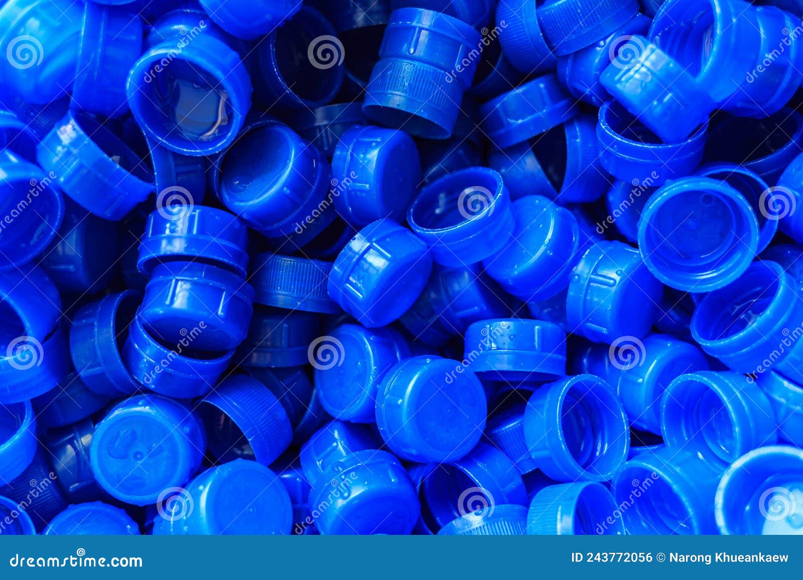 Blue Plastic Caps Used To Seal Beverage Bottles Stock Photo - Image of ...