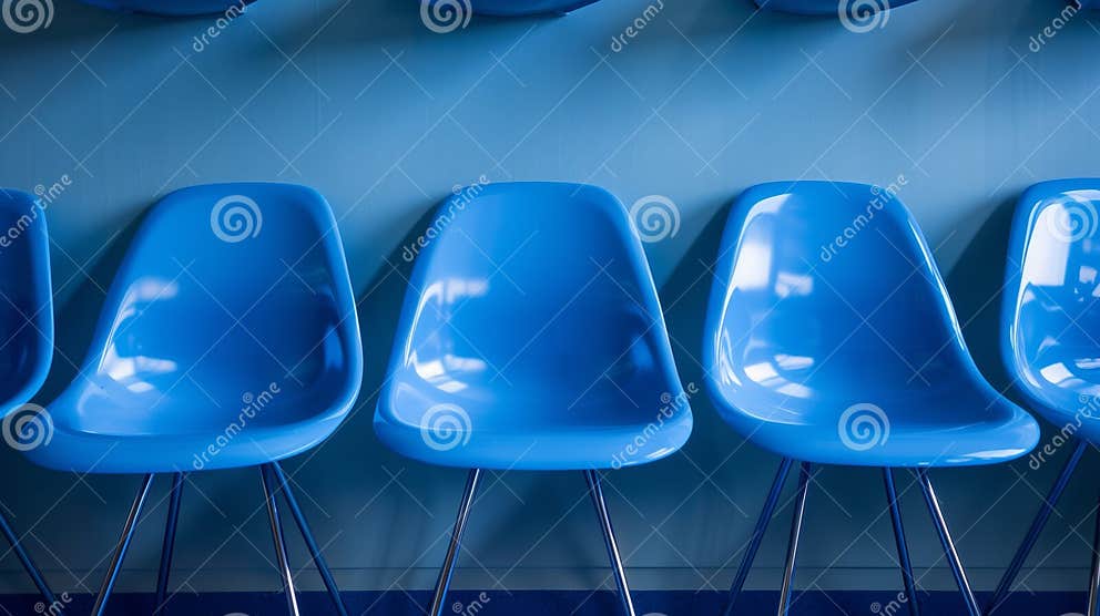 Blue plastic chairs stock photo. Image of background - 321085320