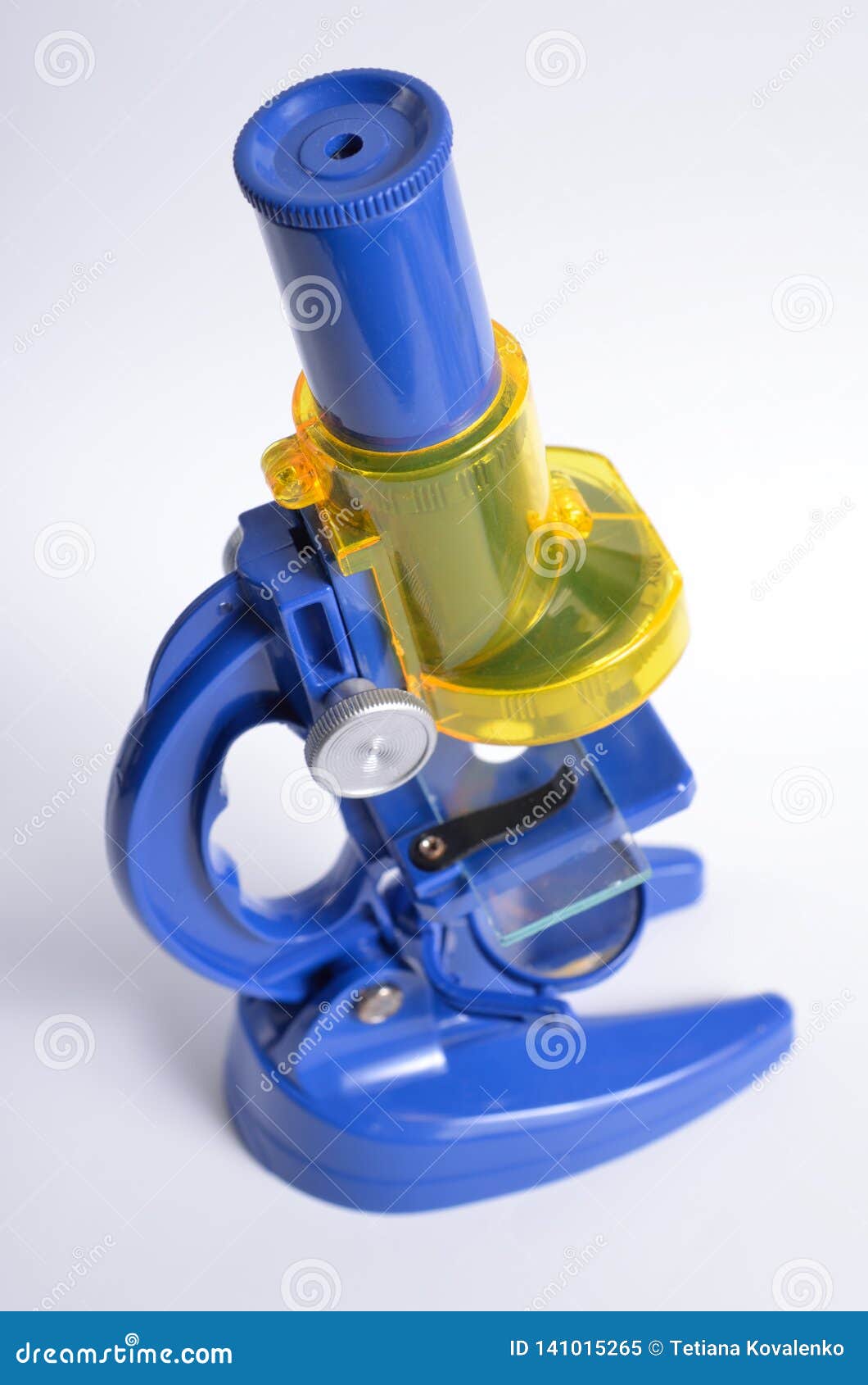 Blue Plastic Children`s Microscope on White Background Stock Image ...