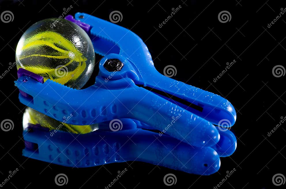 A blue plastic clamp. stock image. Image of supported - 95978005