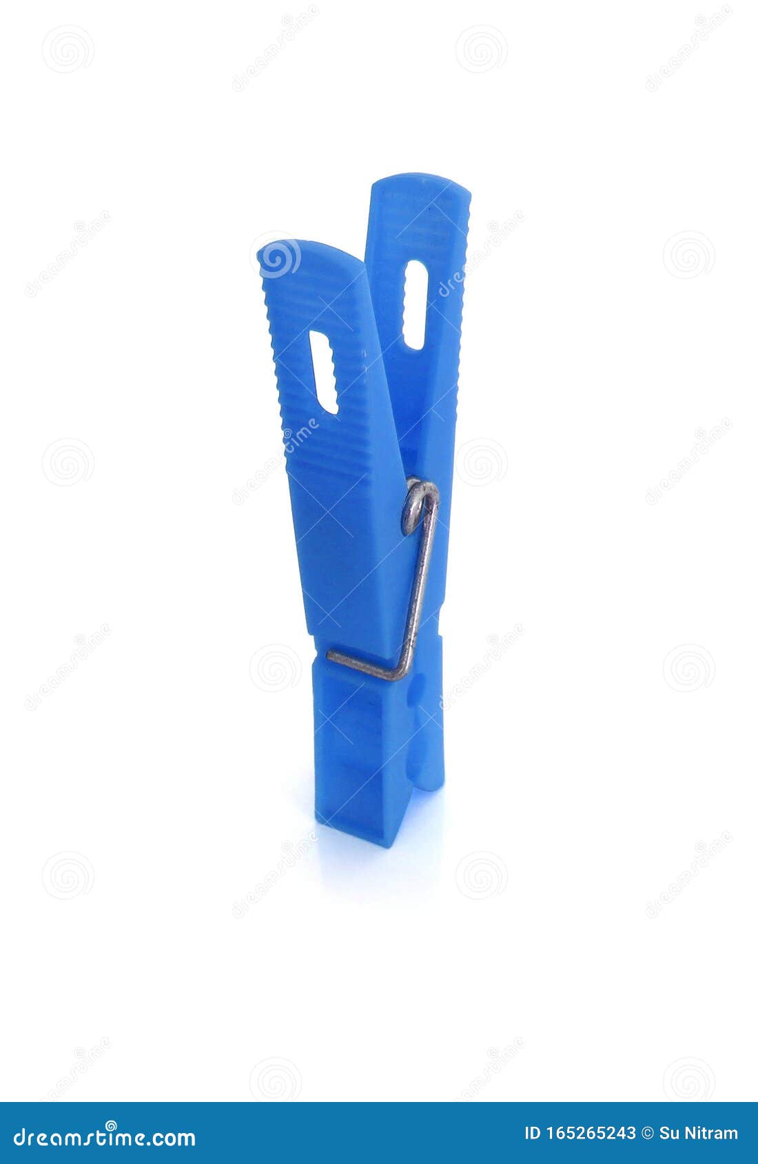 Blue Plastic Clothespin Isolated on White Background. Stock Image ...