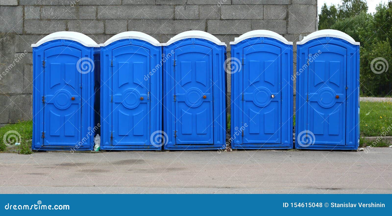 Blue Plastic Compact Mobile Toilet Stock Photo - Image of door, blue ...