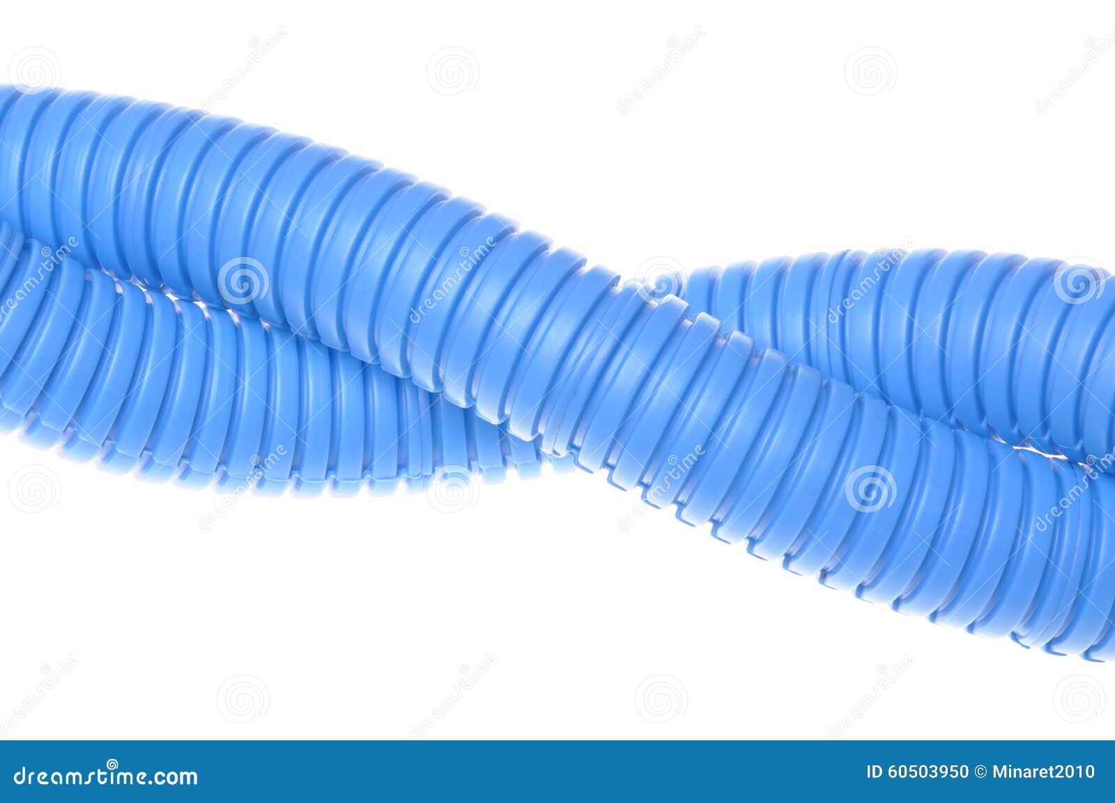 Blue Plastic Corrugated Pipe Stock Photo - Image of flexible, isolated ...