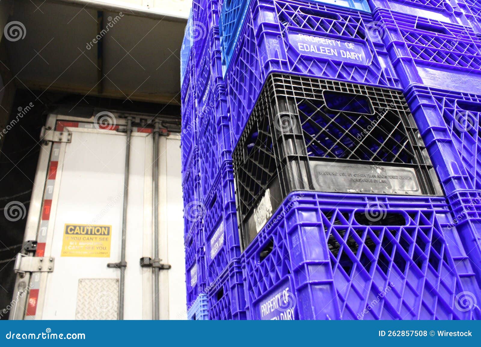 Blue Plastic Crate Inside the Factory Stock Photo - Image of container ...