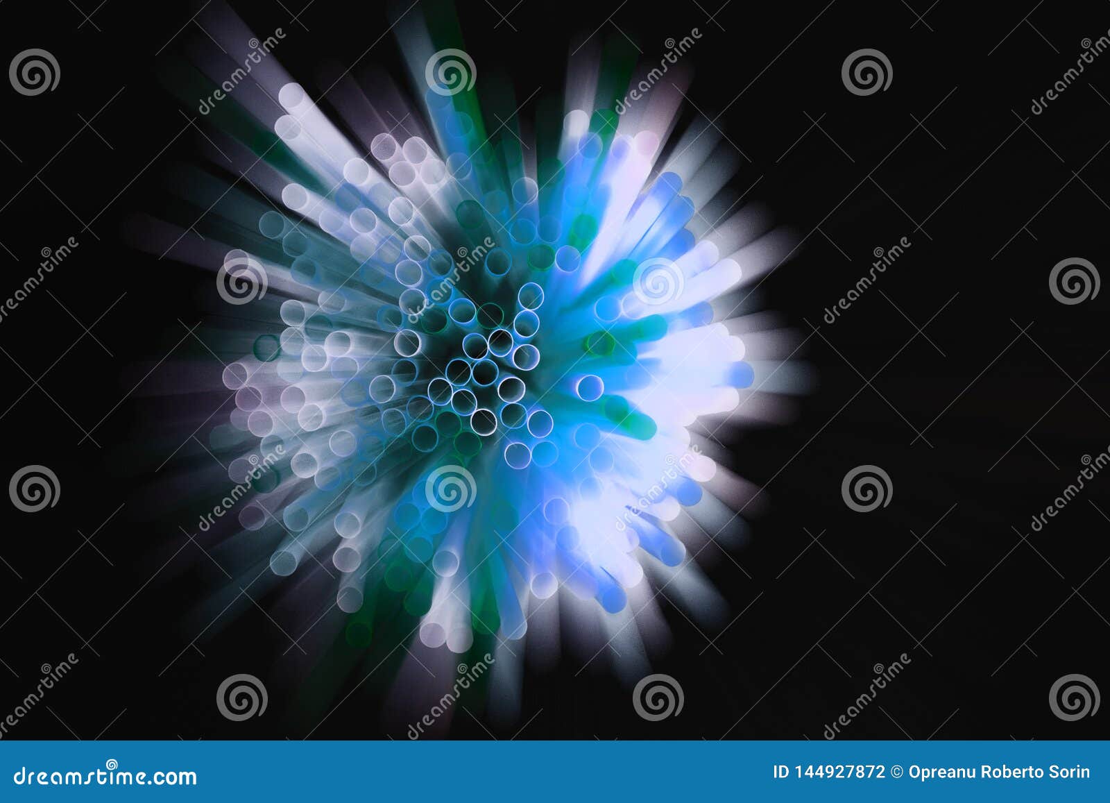 Blue Plastic Drinking Straws on Black Background Stock Photo - Image of ...