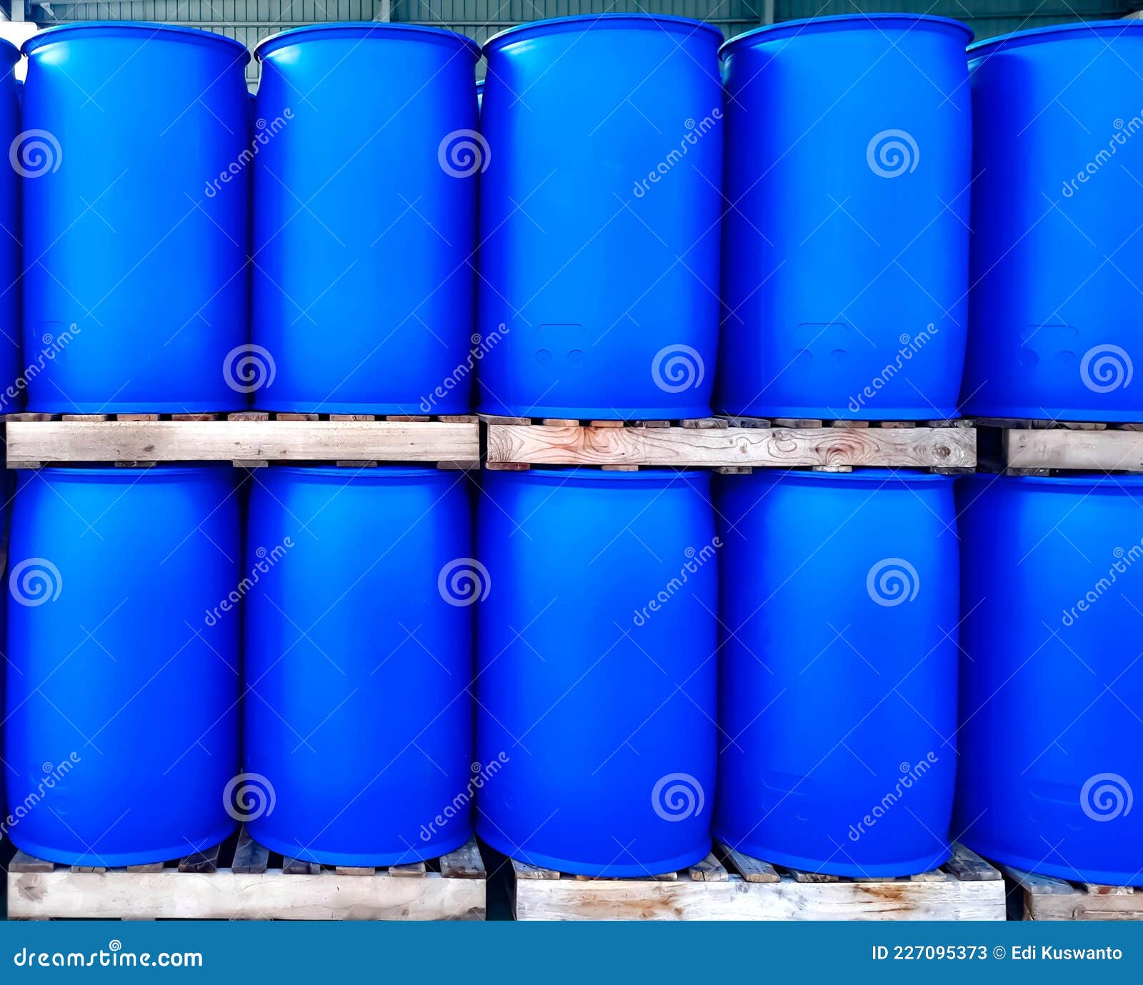Blue Plastic Drums stock image. Image of aqua, plastic - 227095373