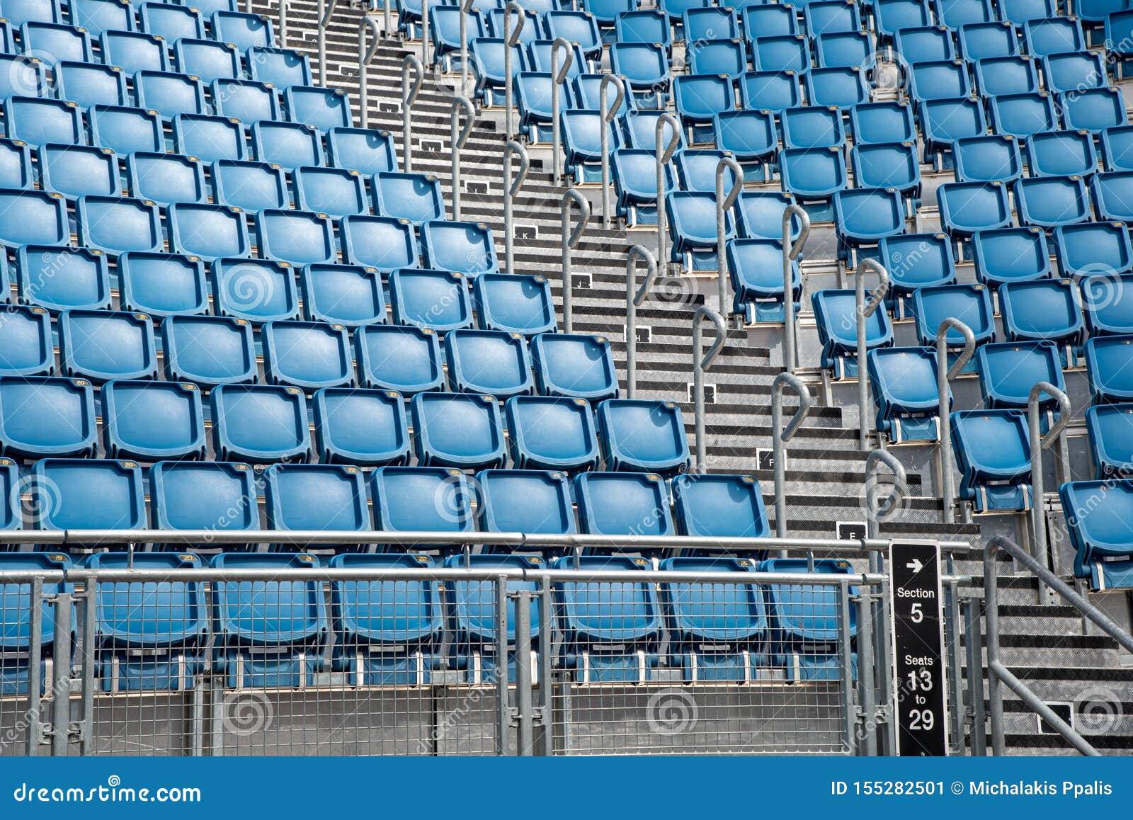 Blue Plastic Empty Stadium Chairs in a Row Stock Image - Image of ...