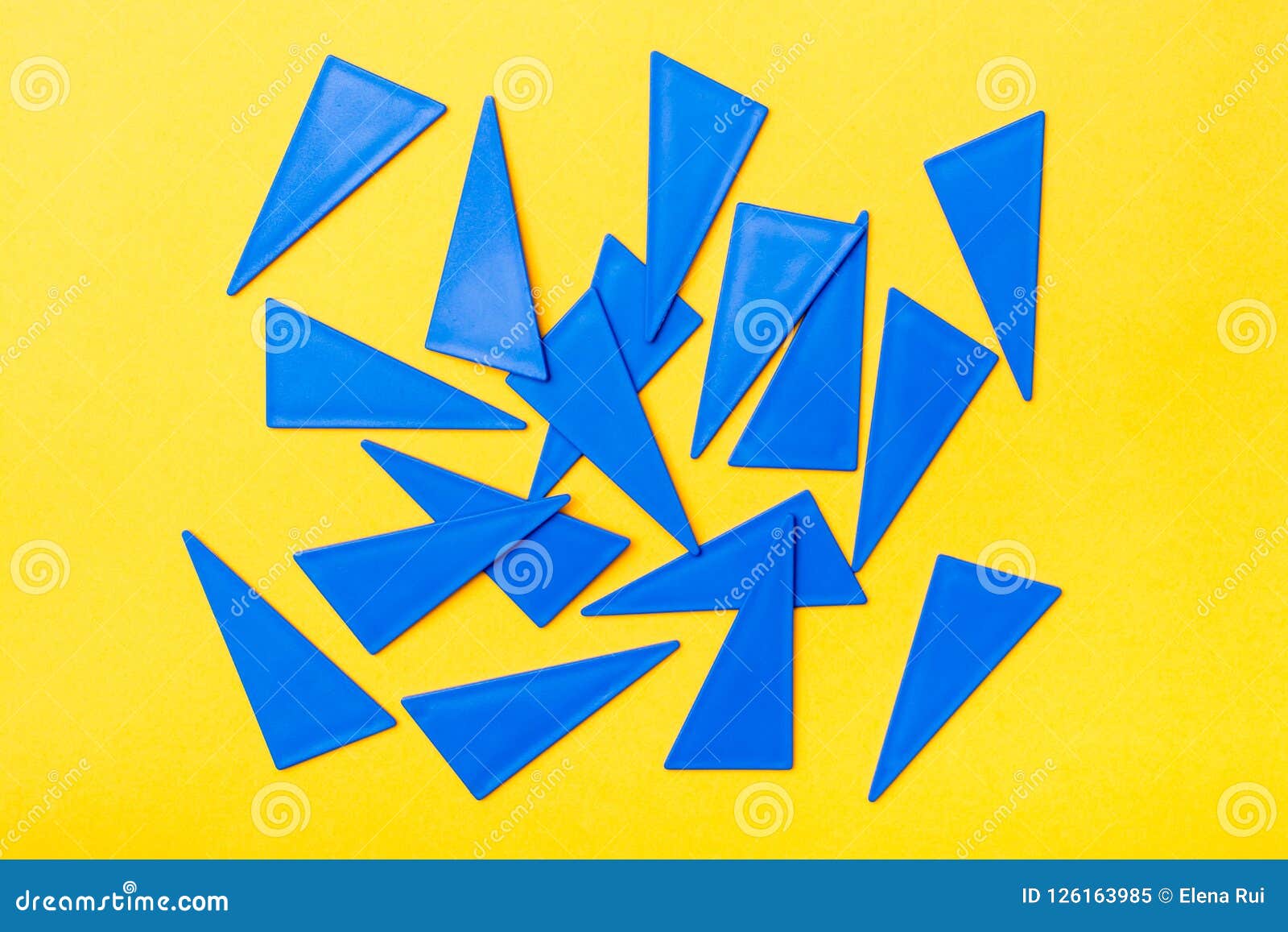 Blue Plastic Flat Triangles are Scattered Chaotically Stock Image ...