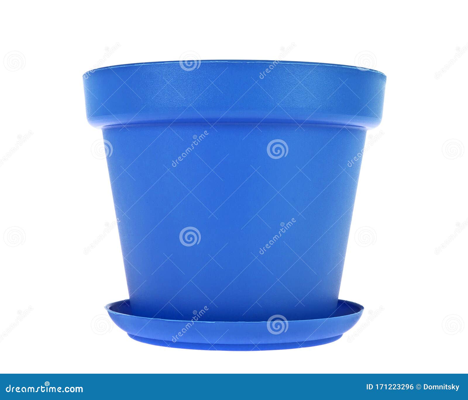 Blue Plastic Flower Pots on White Background Stock Photo - Image of ...