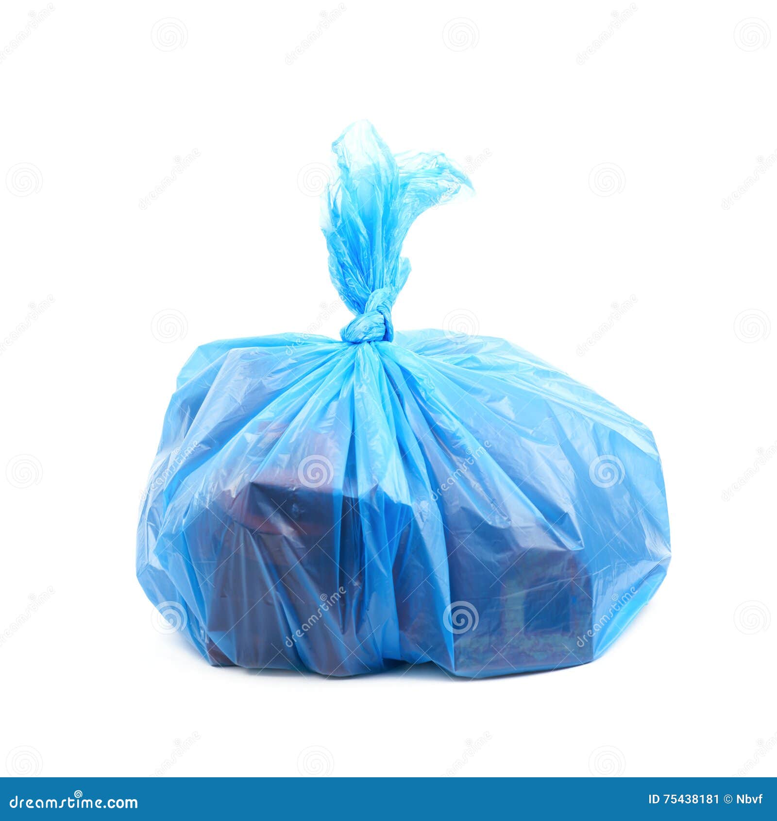 Blue Plastic Garbage Bag Isolated Stock Image - Image of packet, blue ...
