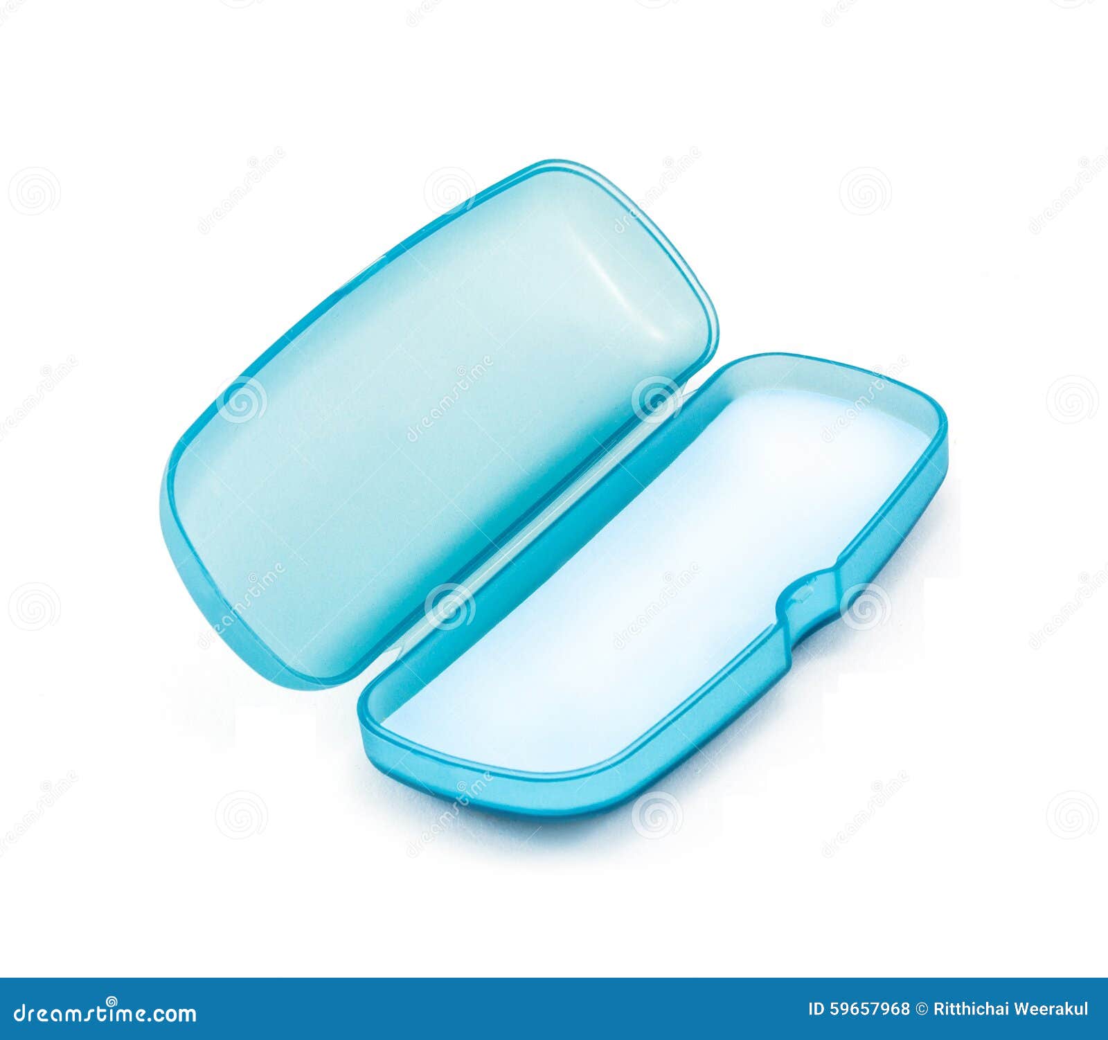 Blue Plastic Glasses Case Isolated on White Stock Photo - Image of ...
