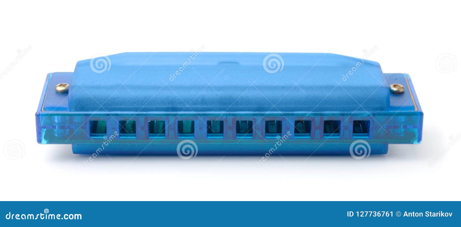 Blue plastic harmonica stock image. Image of blow, handheld - 127736761