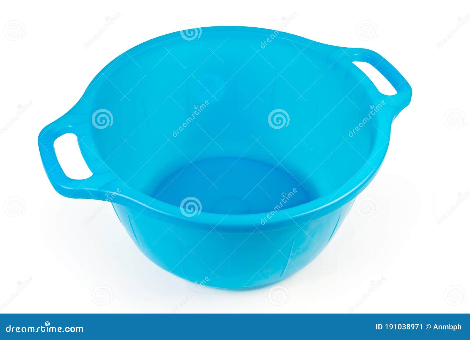 Blue Plastic Household Basin on a White Background Stock Image - Image ...