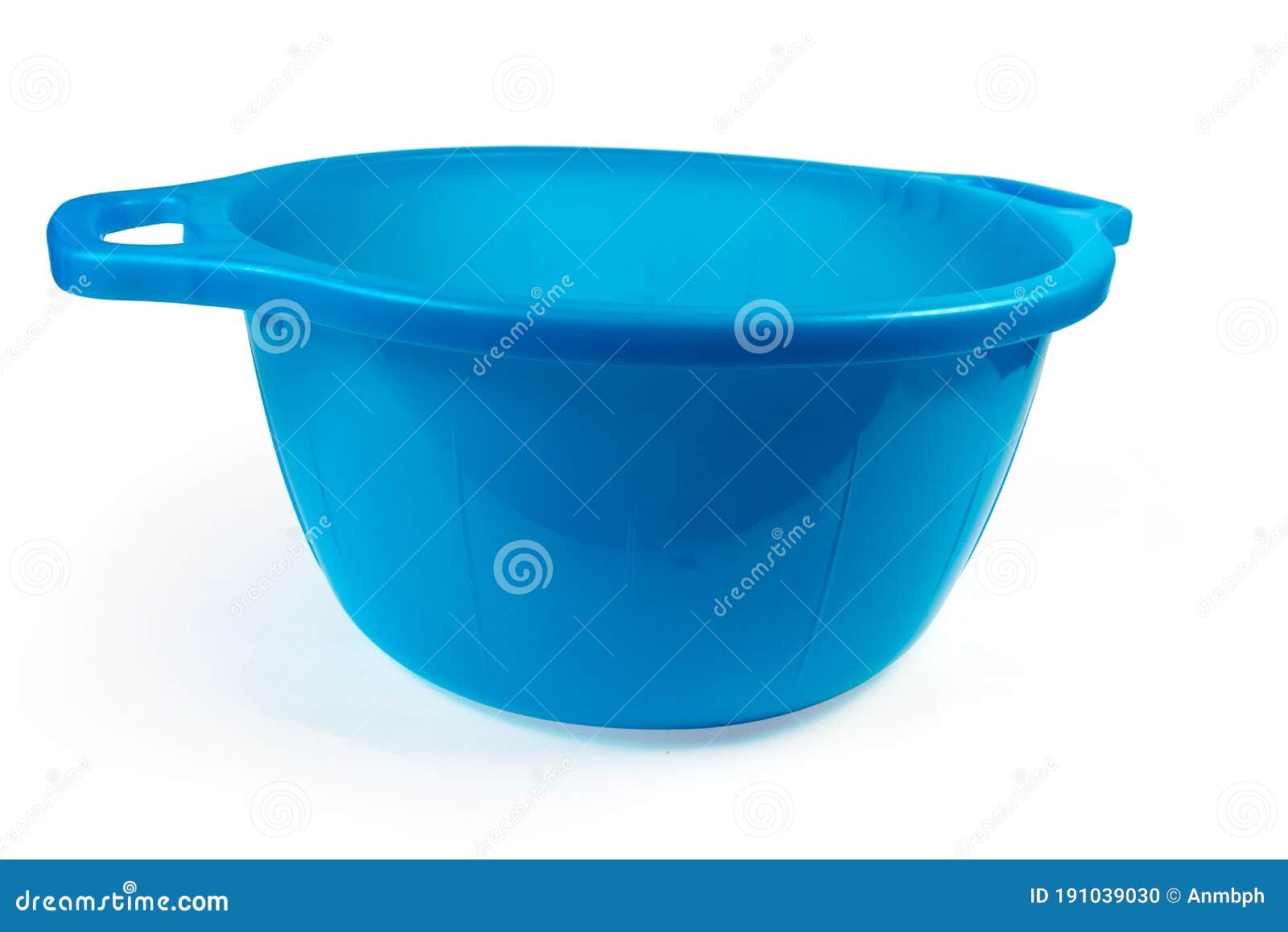 Blue Plastic Household Basin on a White Background Stock Photo - Image ...