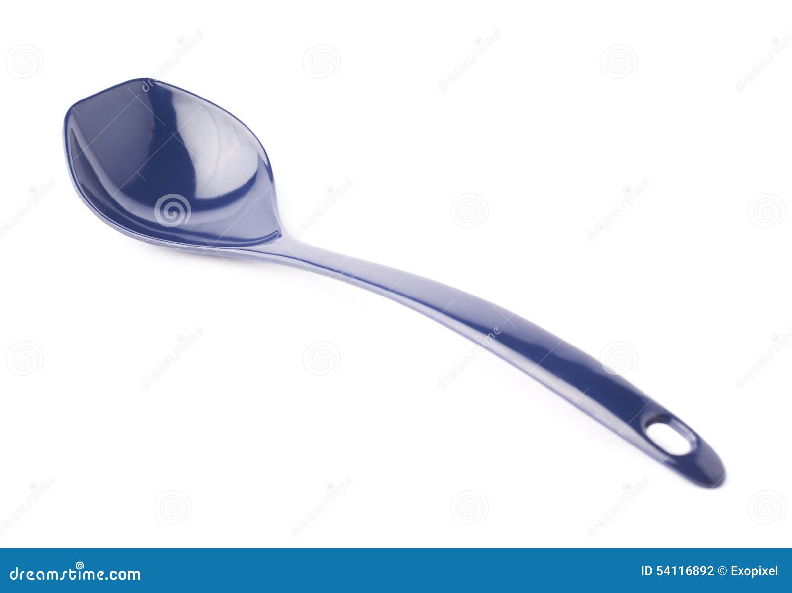 Blue Plastic Kitchen Ladle Spoon Isolated Stock Photo - Image of food ...