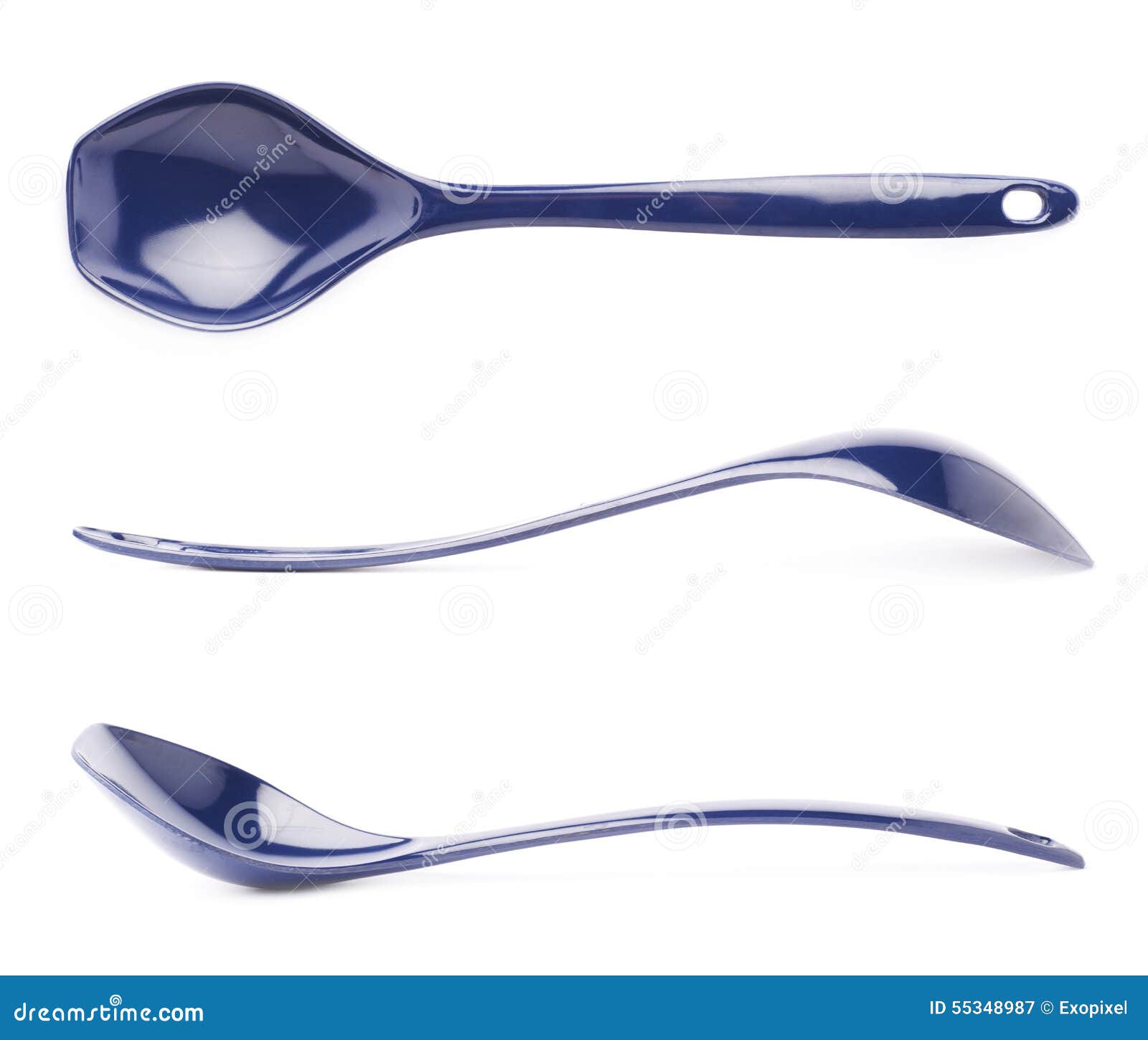Blue Plastic Kitchen Ladle Spoon Isolated Stock Image - Image of ...