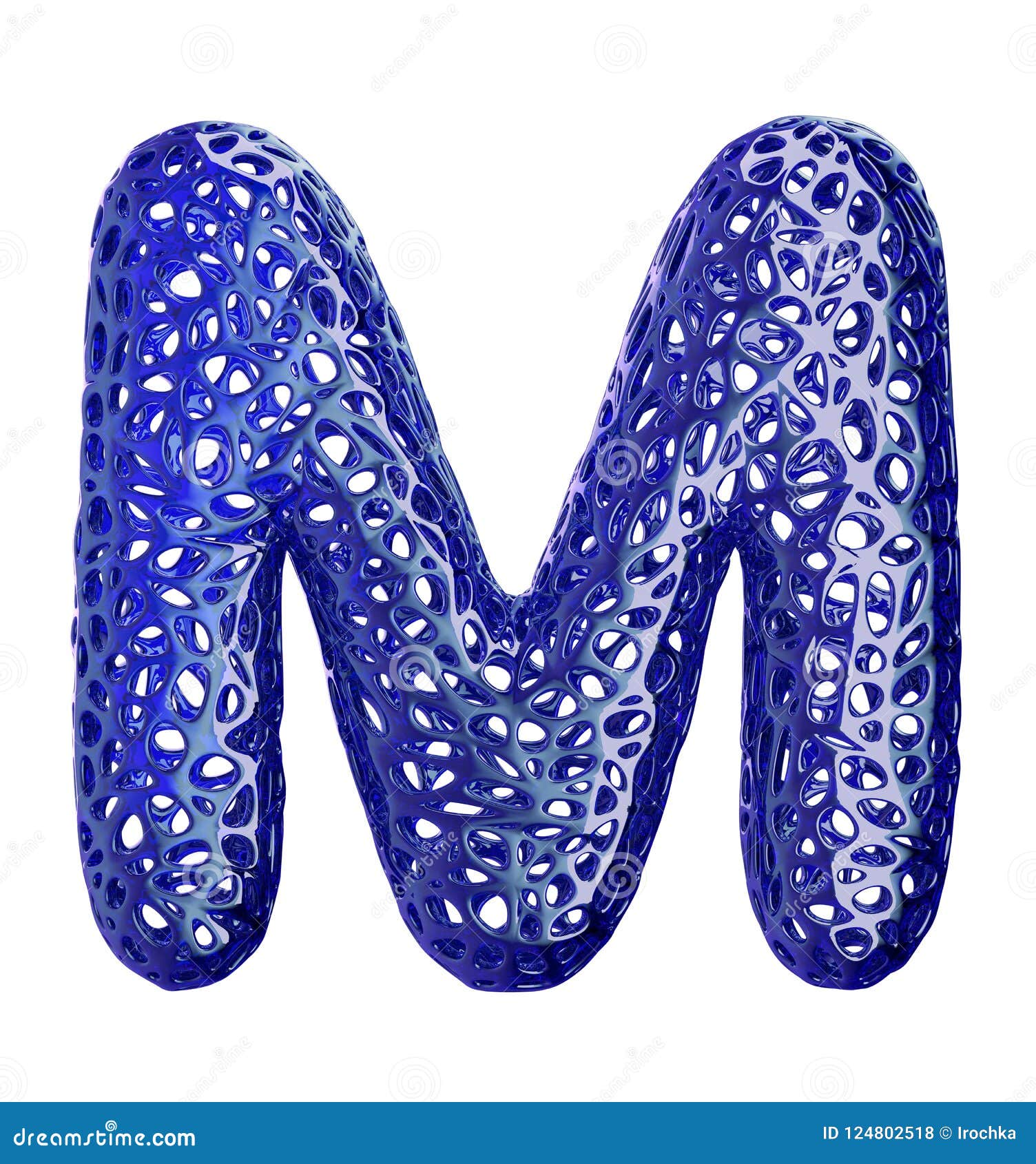 Blue Plastic Letter a with Abstract Holes. 3d Stock Illustration ...