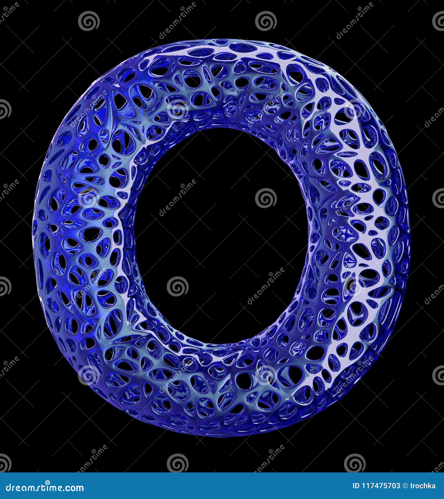 Blue Plastic Letter O with Abstract Holes. 3d Stock Illustration ...