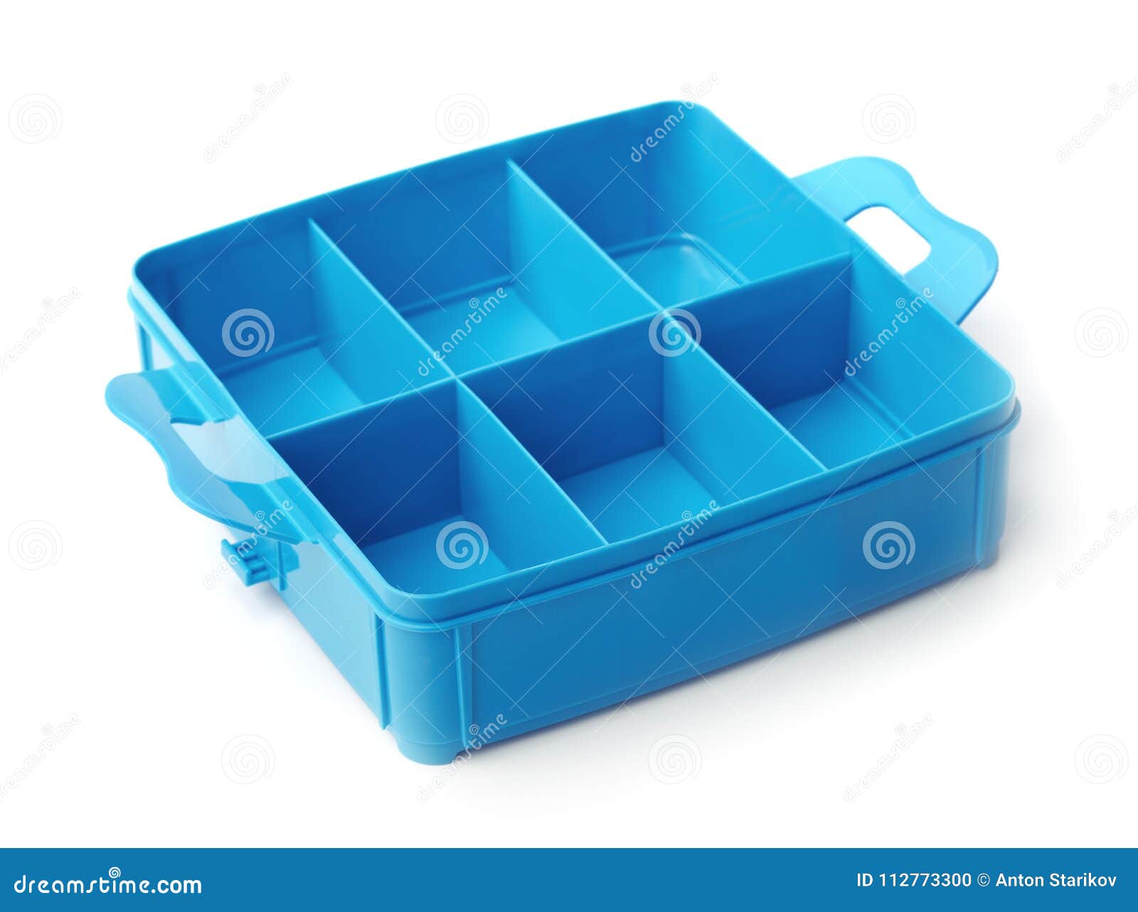 Blue plastic organiser box stock photo. Image of construction - 112773300