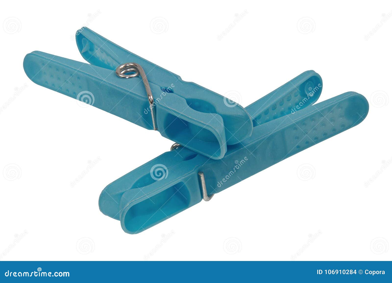 Blue Plastic Pegs on a White Background Stock Photo - Image of clip ...