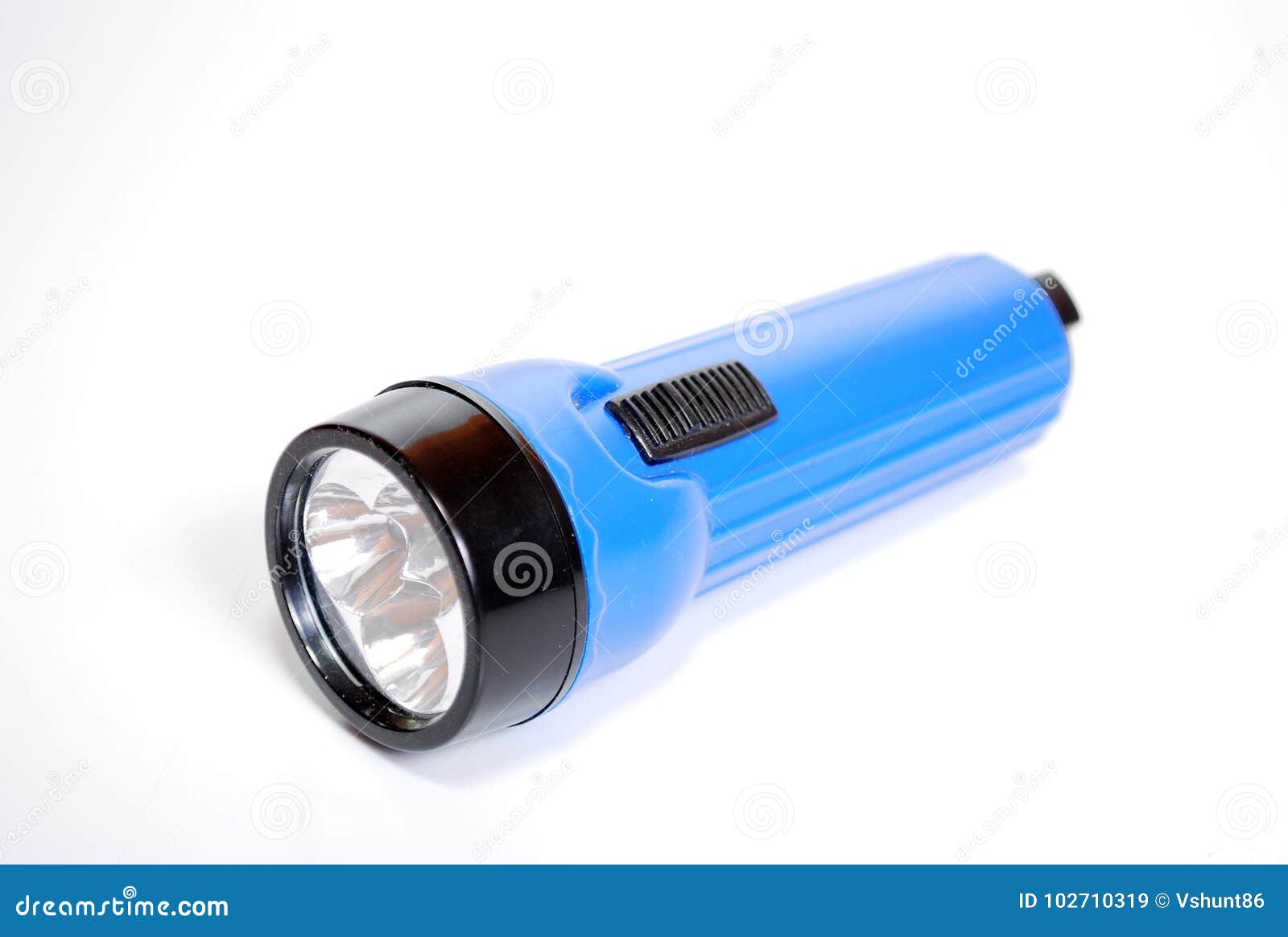 Blue Plastic Pocket Small Lamp on a White Background Stock Image ...