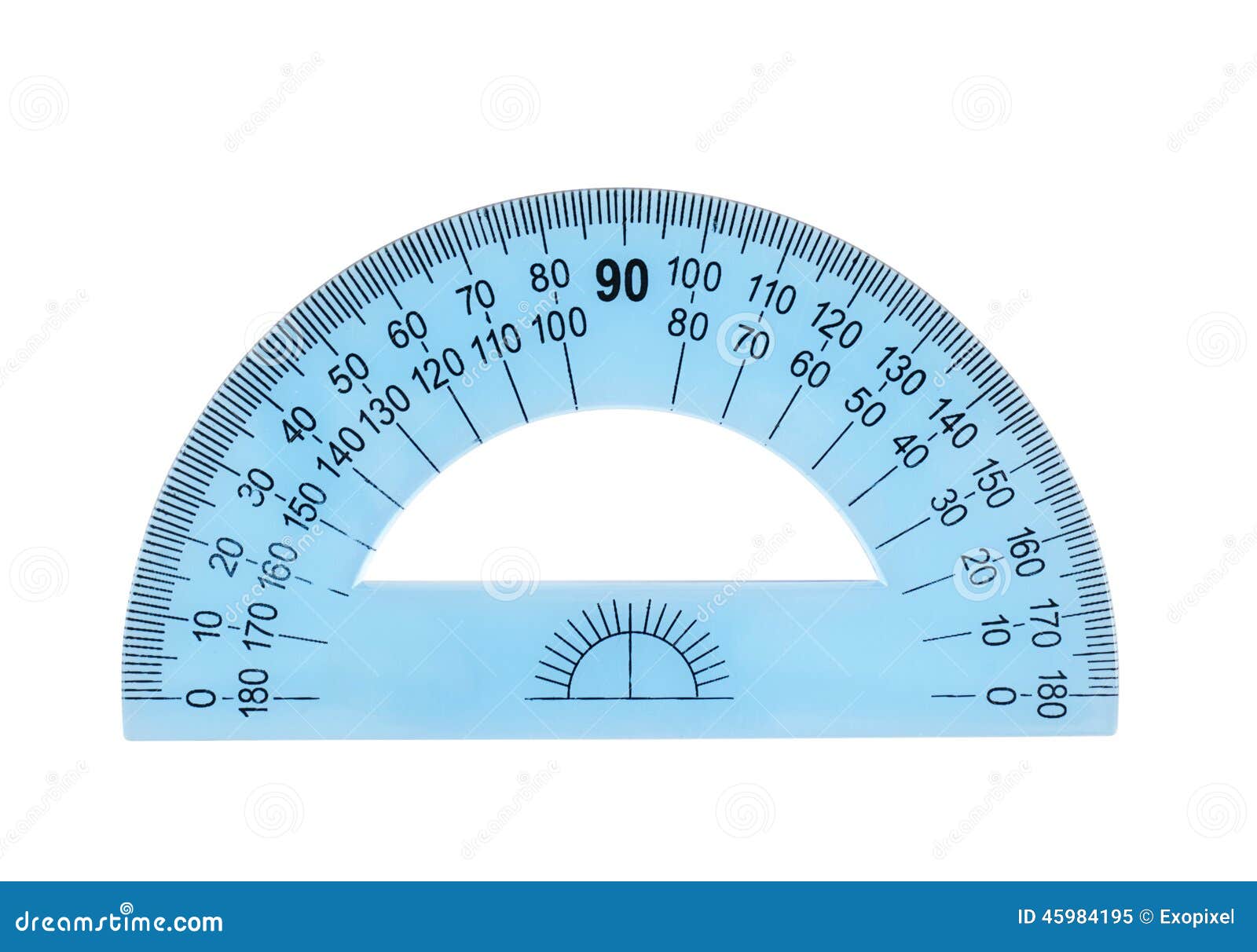 Blue Plastic Protractor Ruler Stock Image - Image of curve, education ...