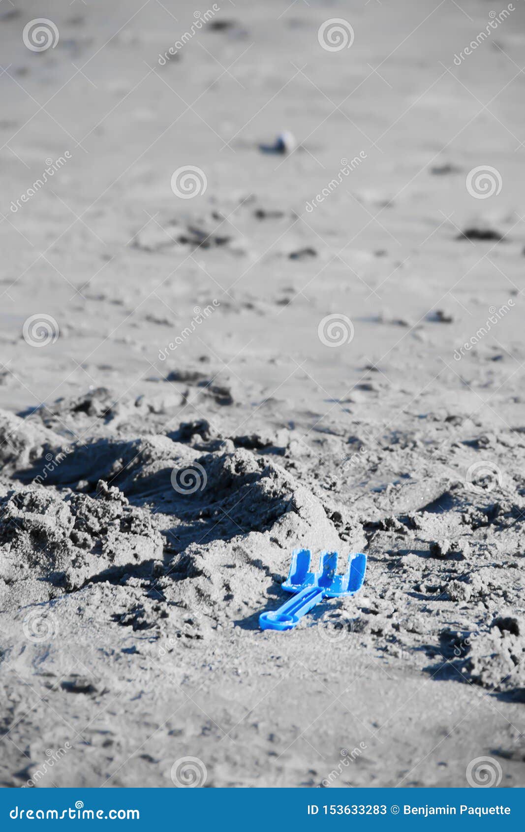 Blue Plastic Rake in the Sand at the Beach in Summer Stock Image ...