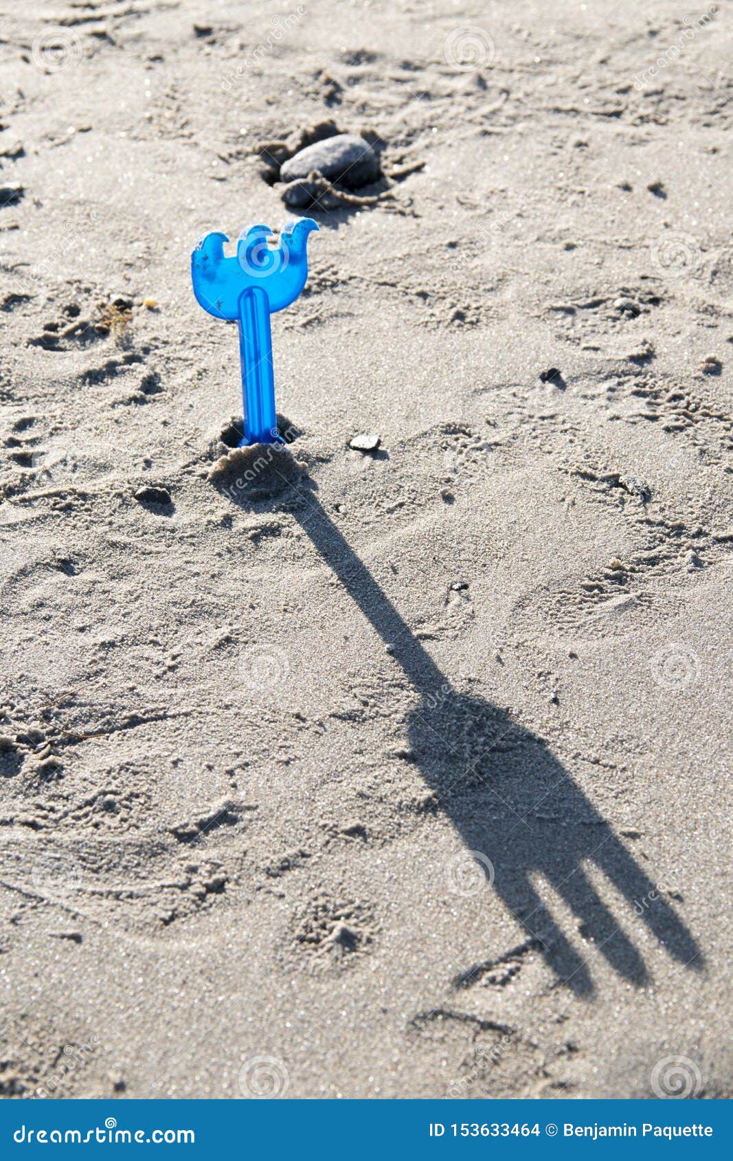 Blue Plastic Rake in the Sand at the Beach in Summer Stock Photo ...