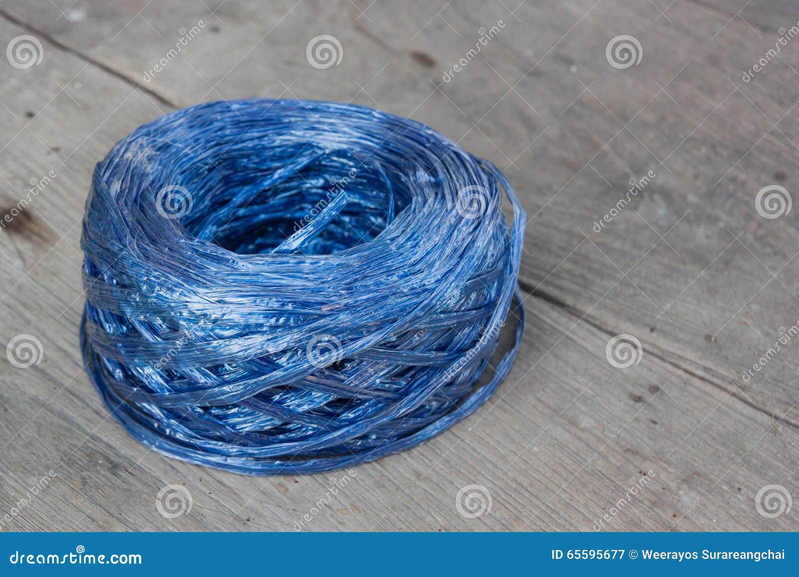 Blue plastic rope coil. stock image. Image of backdrop - 65595677