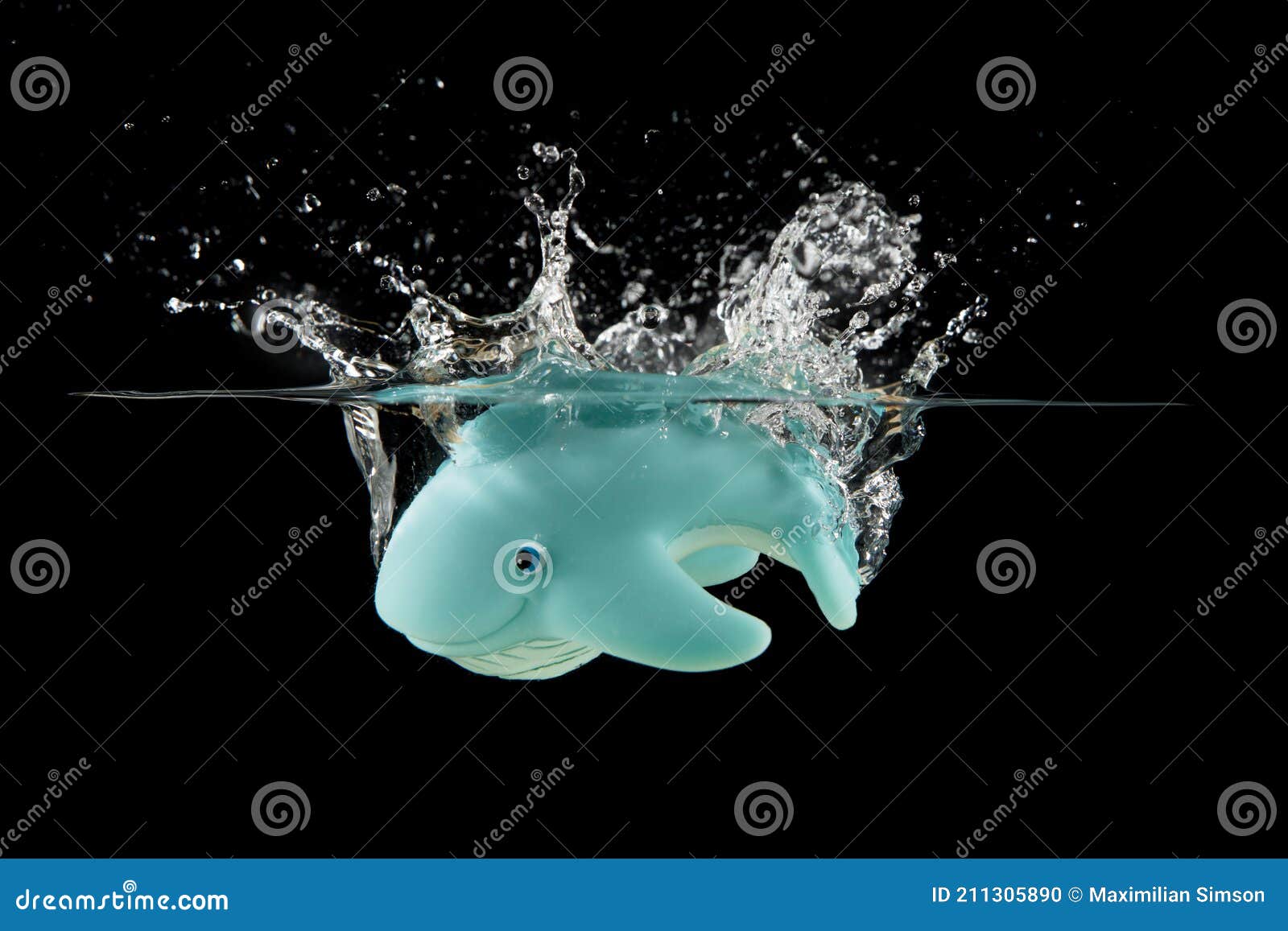 Blue Plastic Rubber Toy Whale Splashing in Water with Squirts and ...
